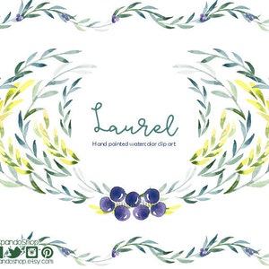 Laurels and Wreaths - Digital Hand Drawn Clip Art for Wedding ...