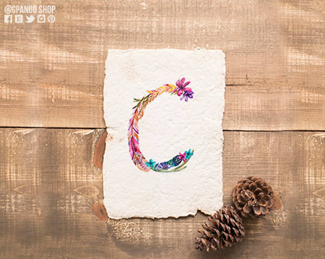 Letter C Print, Monogram Print, Watercolor Wall Art, Floral Boho Poster ...