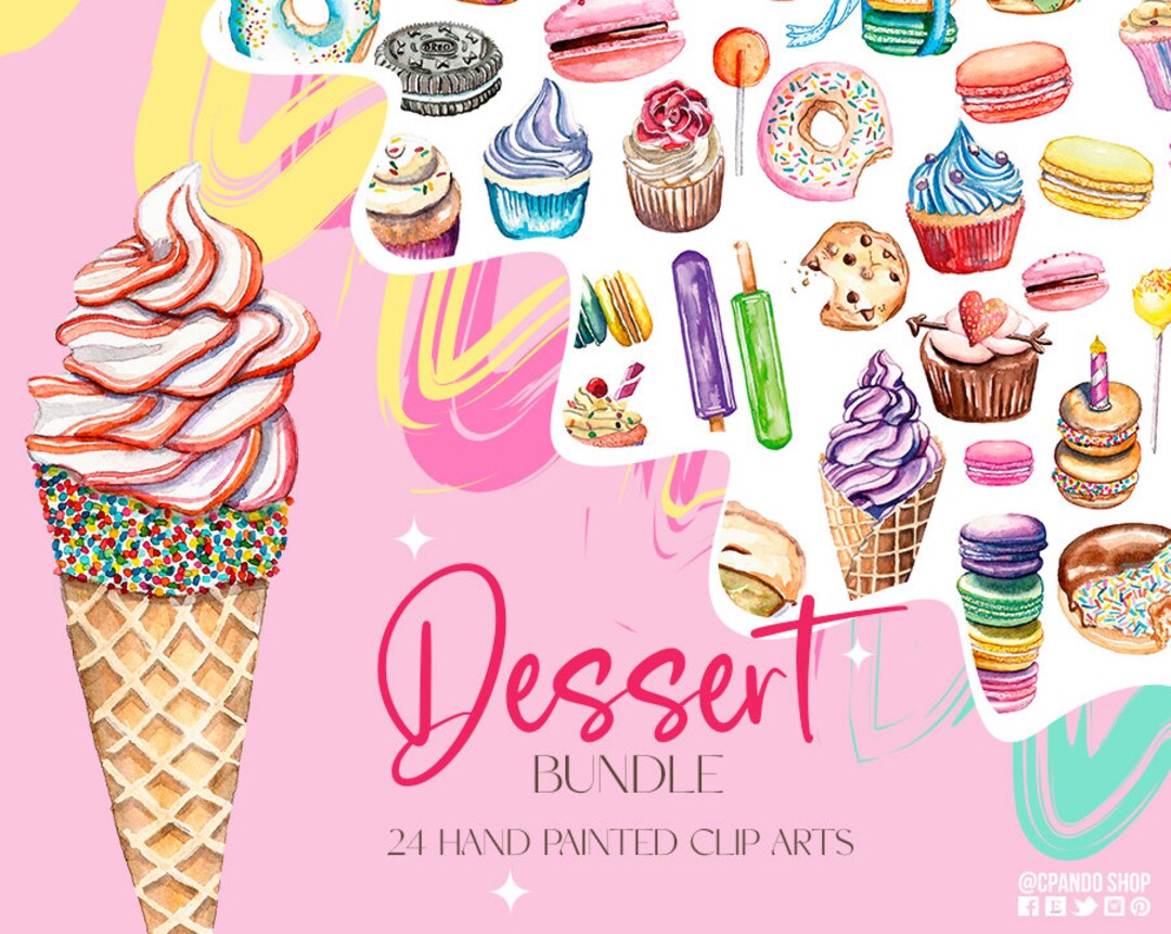 Desserts Bundle, Ice Cream, Doughnuts, Macaroons, Cupcakes, Pie ...