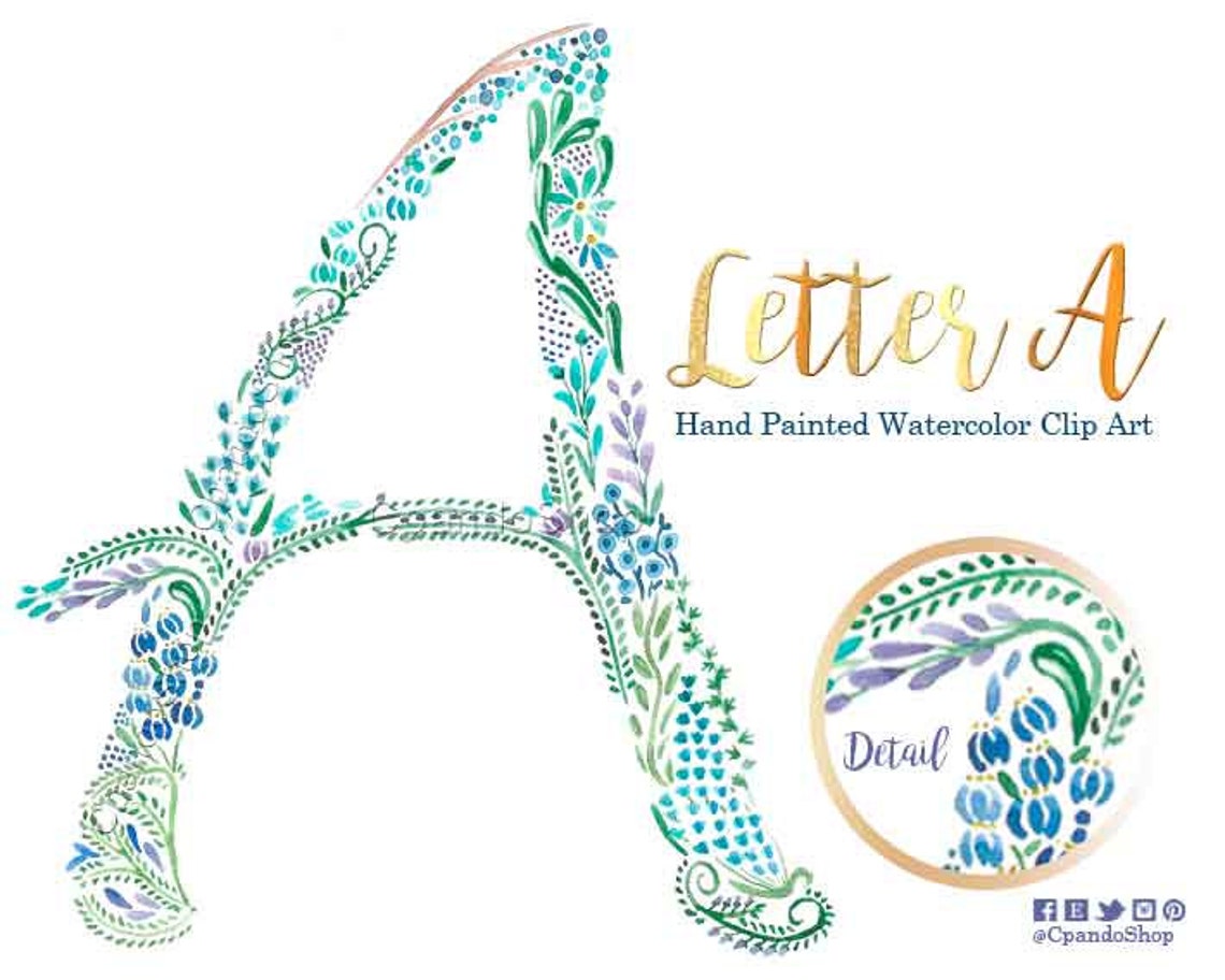 Calligraphy Alphabet Letter A Clip Art A Letter A Initial | Etsy