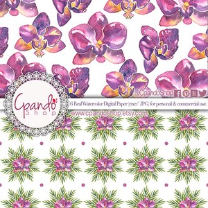 Orchid Watercolor Digital Paper, Floral Watercolor, Floral Digital ...