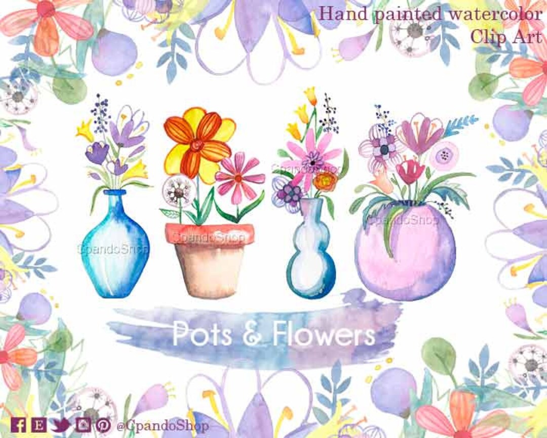Flowerpot Clip Art Floral Watercolor Spring Png Garden Image Spring ...