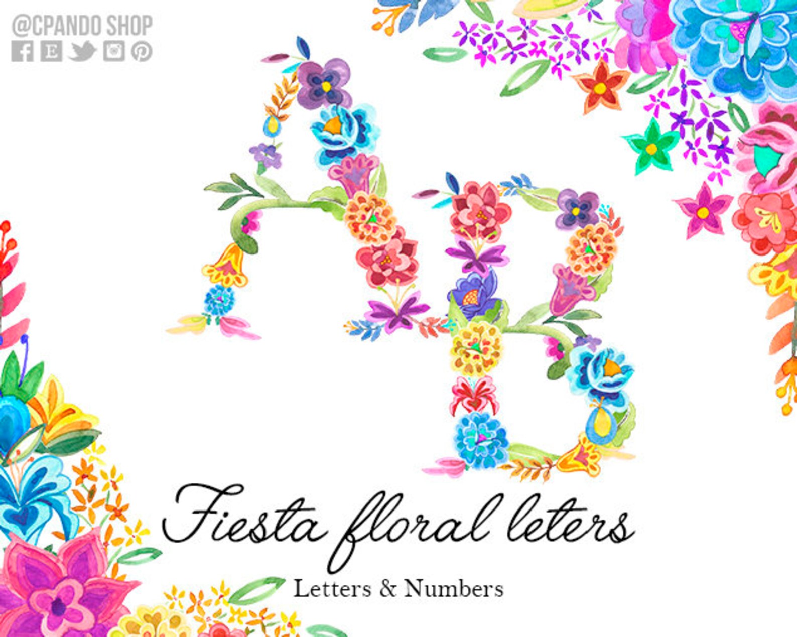 Fiesta letras florales letras mexicanas letras floreadas - Etsy España