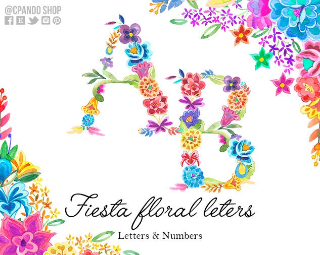 Fiesta Floral Letters Mexican Letters Mexican Alphabet | Etsy