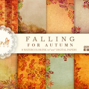 Falling for Autumn Digital Paper, 300 Dpi 12x12 in Jpg Files. Autumn ...