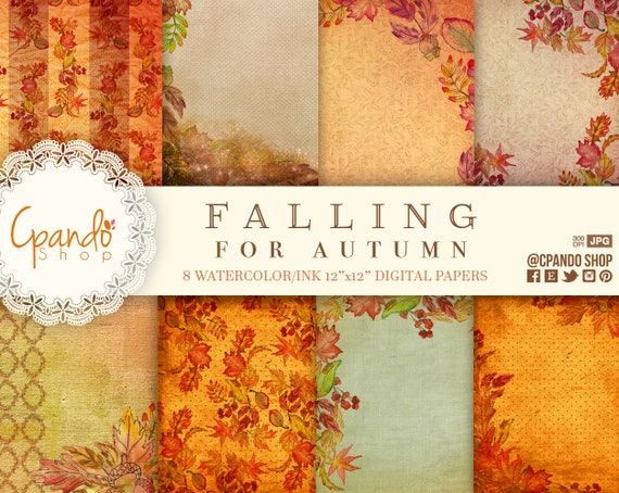 Falling for Autumn Digital Paper 300 Dpi 12x12 in Jpg Files. - Etsy