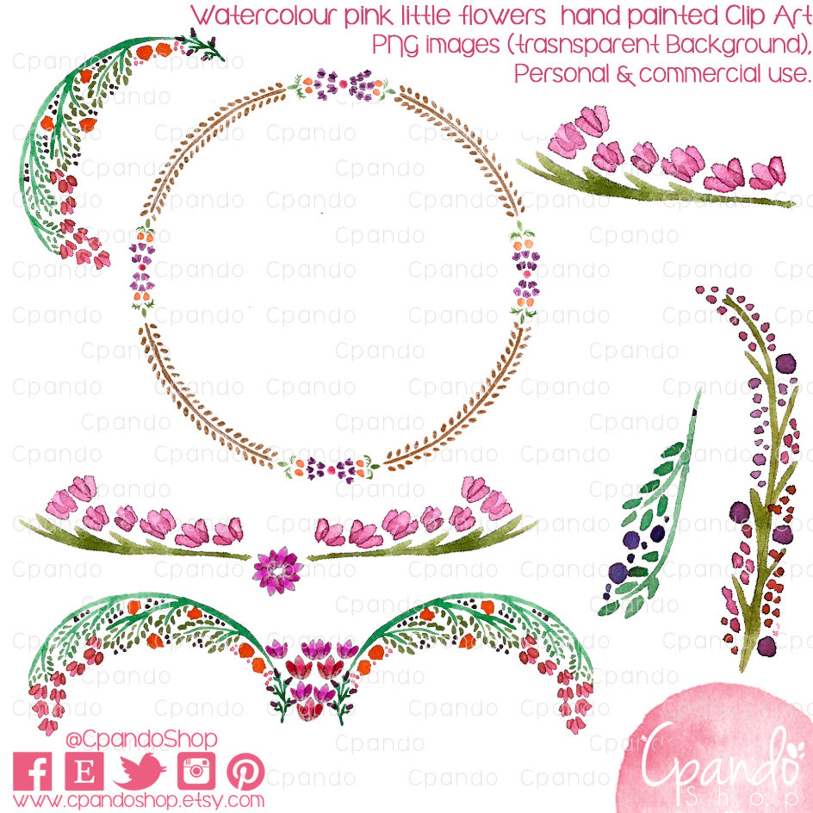 Floral Frames Clip Art Pink and Gold 7 Png Images Transparent | Etsy