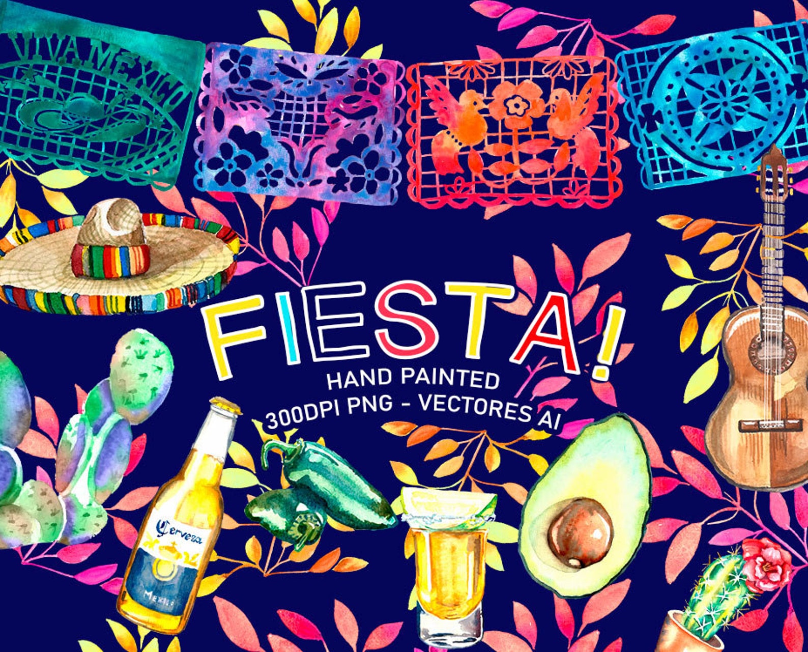 Fiesta Cute Digital Clipart, Spanish Mexican Clipart, Mexican Graphics ...