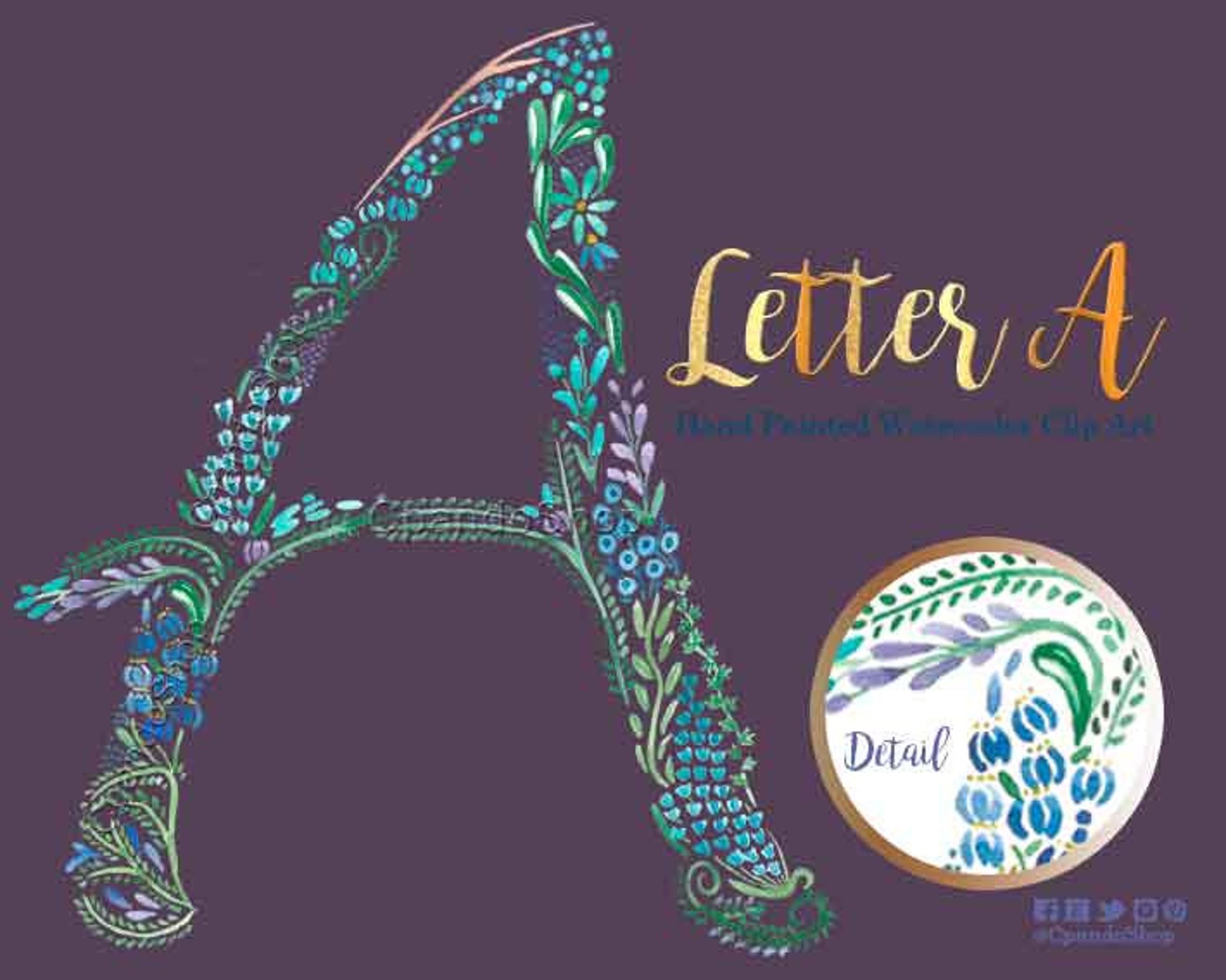 Calligraphy Alphabet Letter A Clip Art A Letter A Initial | Etsy