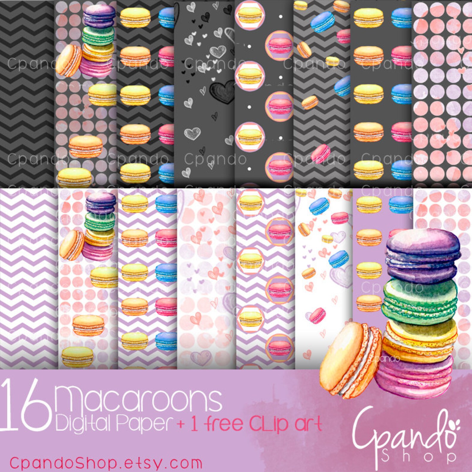 Macaroons Digital Paper JPG Images 1212 300dpi | Etsy