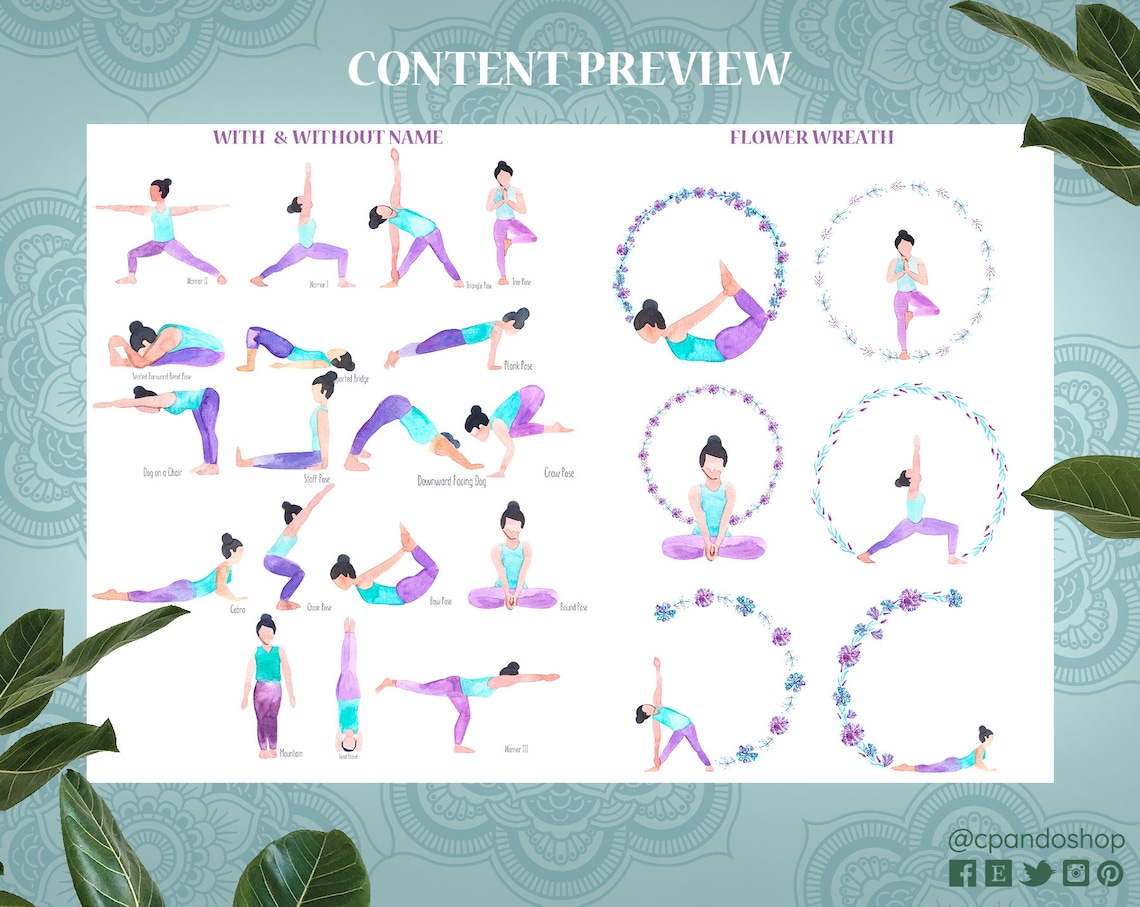 Yoga Poses Watercolor Yoga Clipart Yoga Clipart Watercolor | Etsy