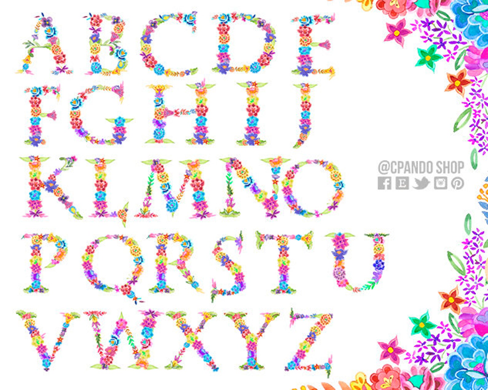 Fiesta letras florales letras mexicanas letras floreadas | Etsy México