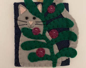 Felted Wool christmas Cat Collette Ornament-cat Ornament-christmas Cat ...
