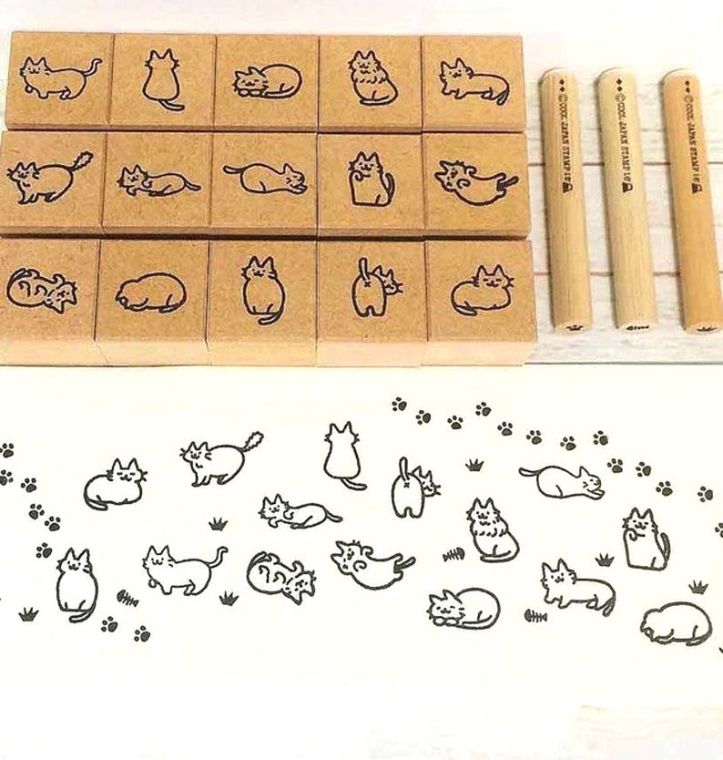 Cat Stamp, Planner Stamps, Bullet Journal Stamp, Kitty, Post Card ...
