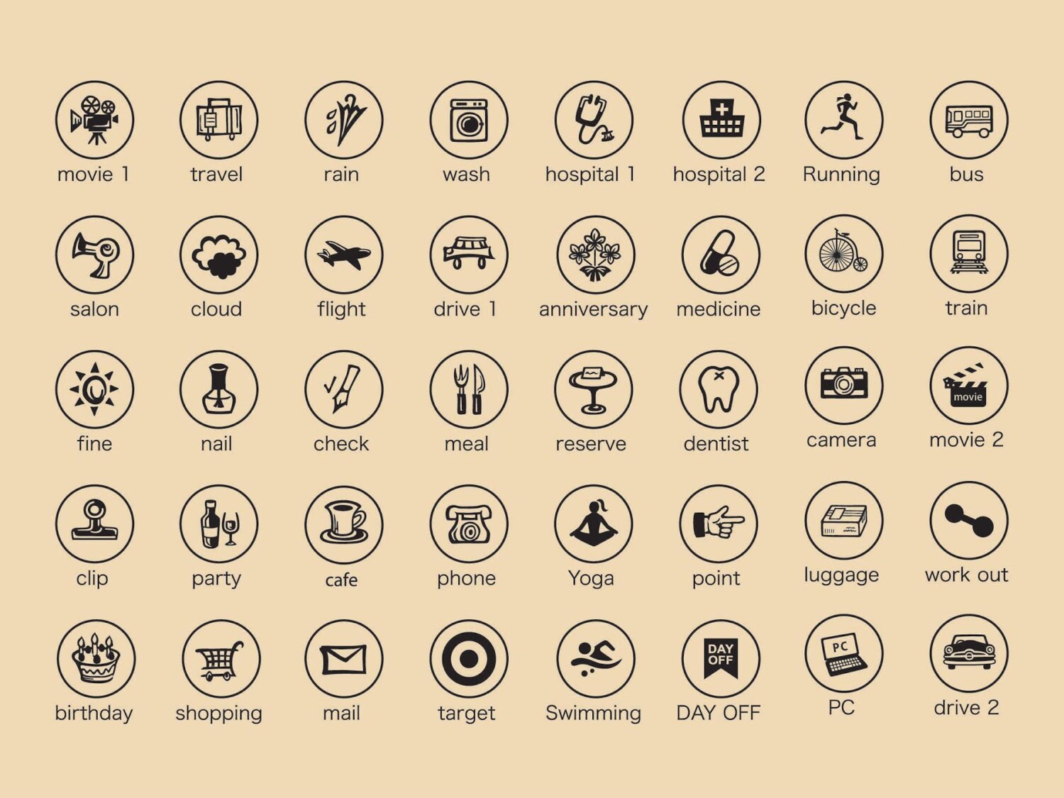 Planner Stamps Laptop Stamp PC Stamp Food Stamp Hobonichi - Etsy