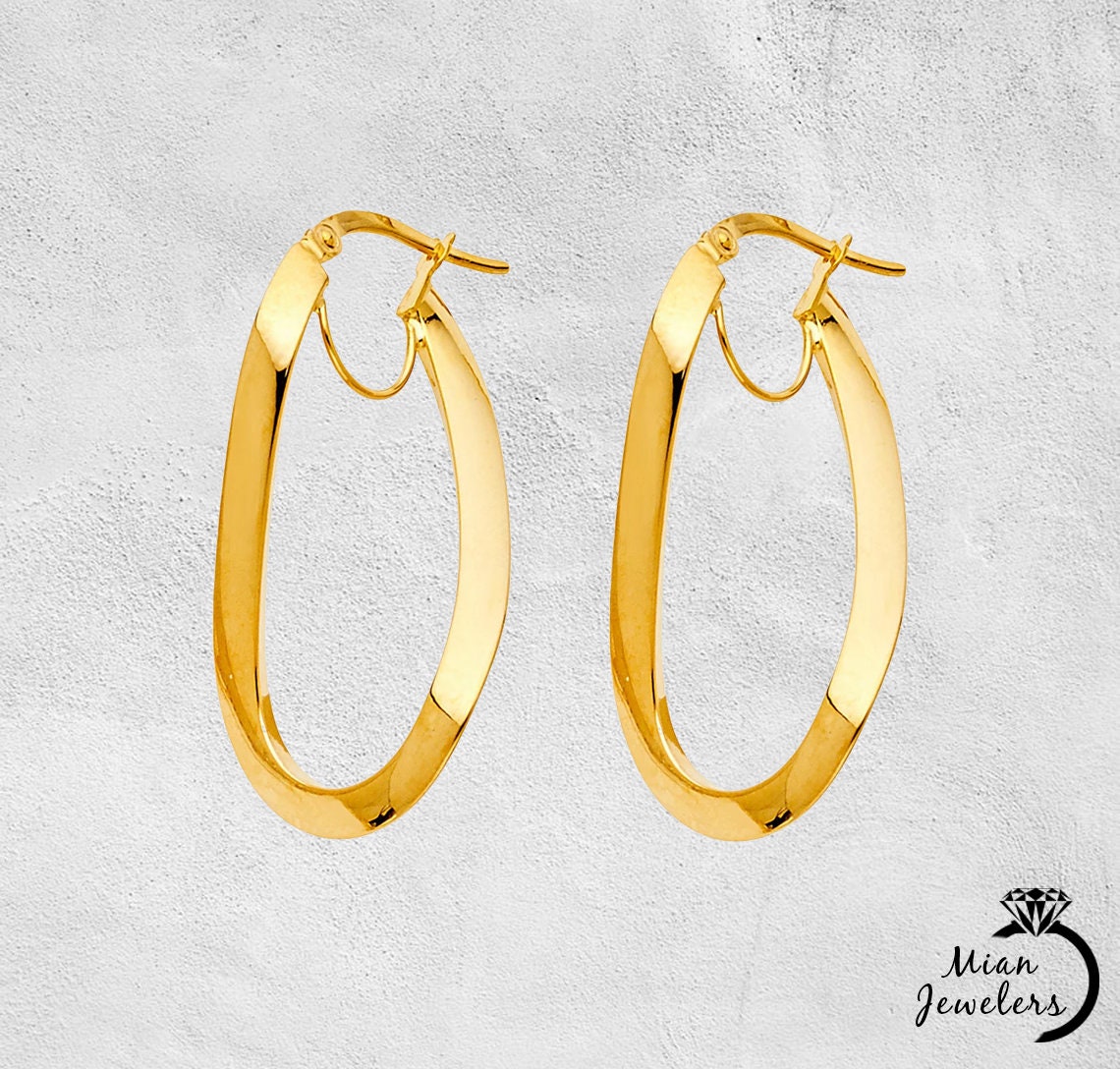 Oval Gold Hoop Earrings - Etsy