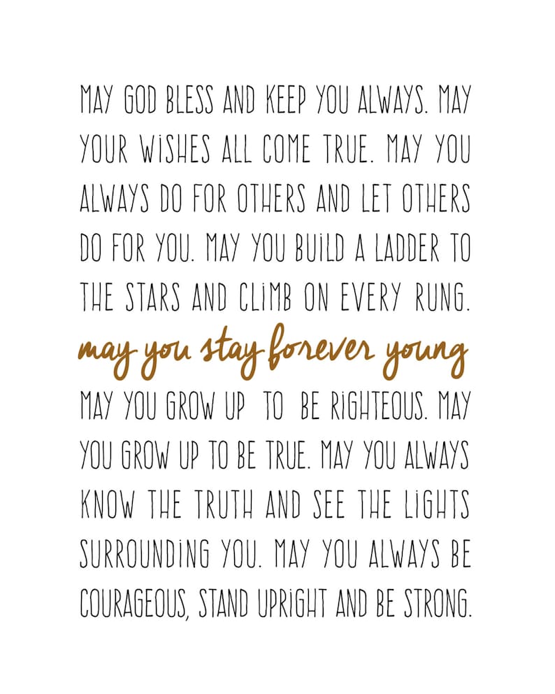 Forever Young Lyric Downloads CIDER - Bob Dylan - 8x10 & 16x20 - Etsy