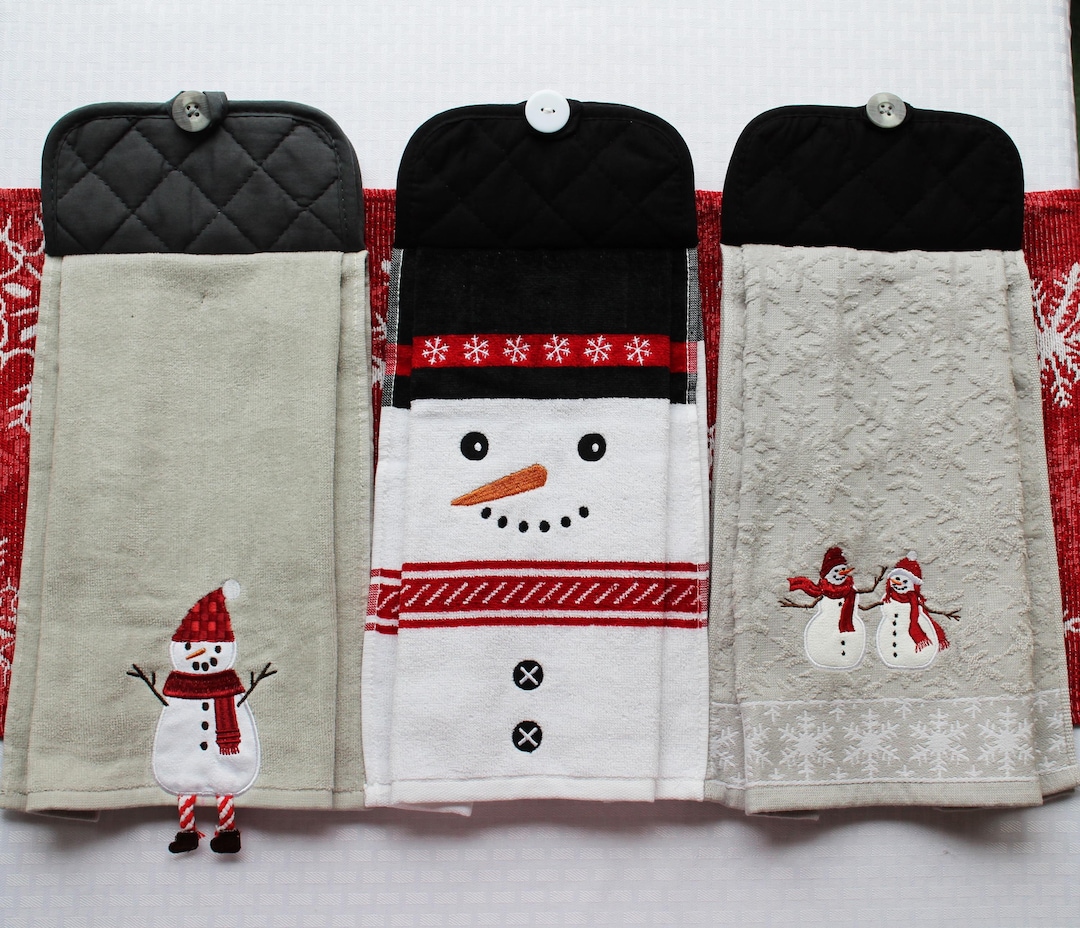 Winter Snowmen Hanging Kitchen Towels, Double-sided Hand Towel, Oven ...