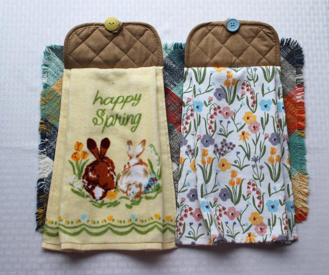 Happy Spring Kitchen Towels, Hanging Towel, Double-sided Hand Towel ...