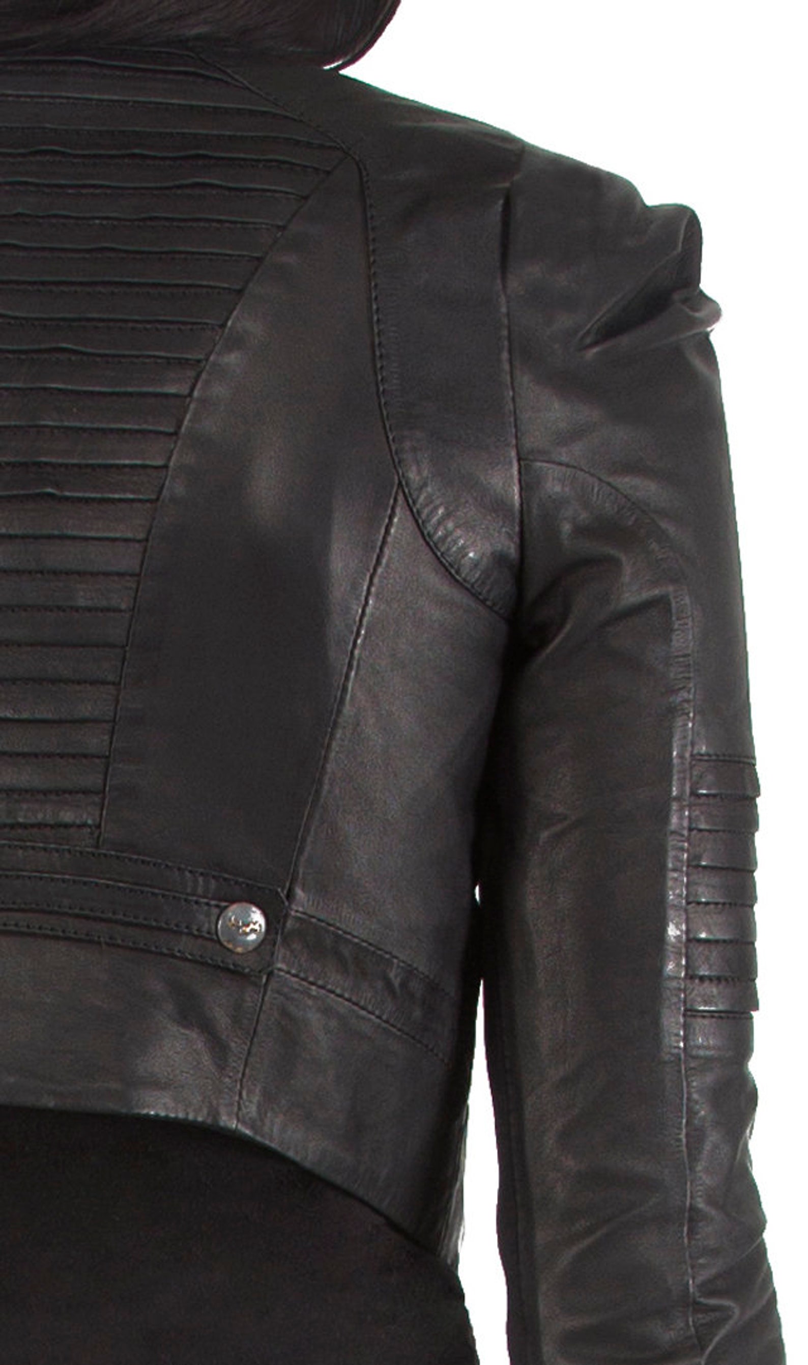 RIBBED CROP JACKET Women's Leather Jacket Black - Etsy