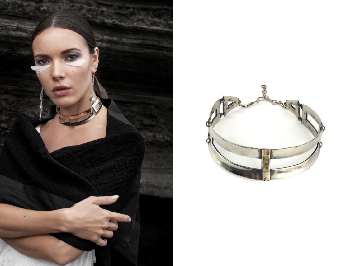 CROSS COLLAR Brass Choker Haus of Sparrow Designer - Etsy