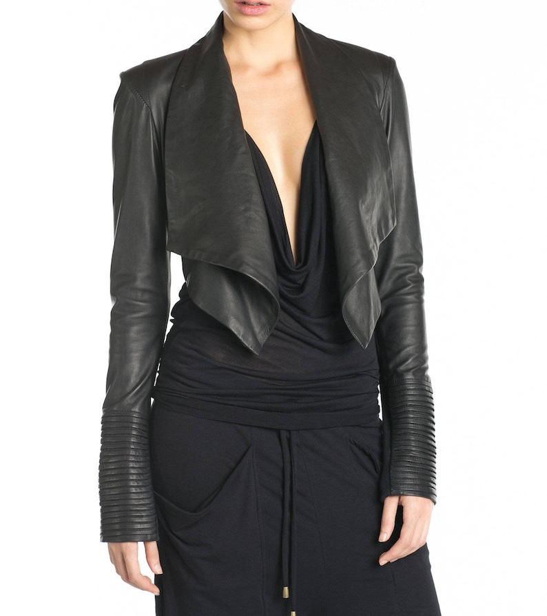 LEOPARD CROP JACKET Cropped Leather Jacket Women's - Etsy