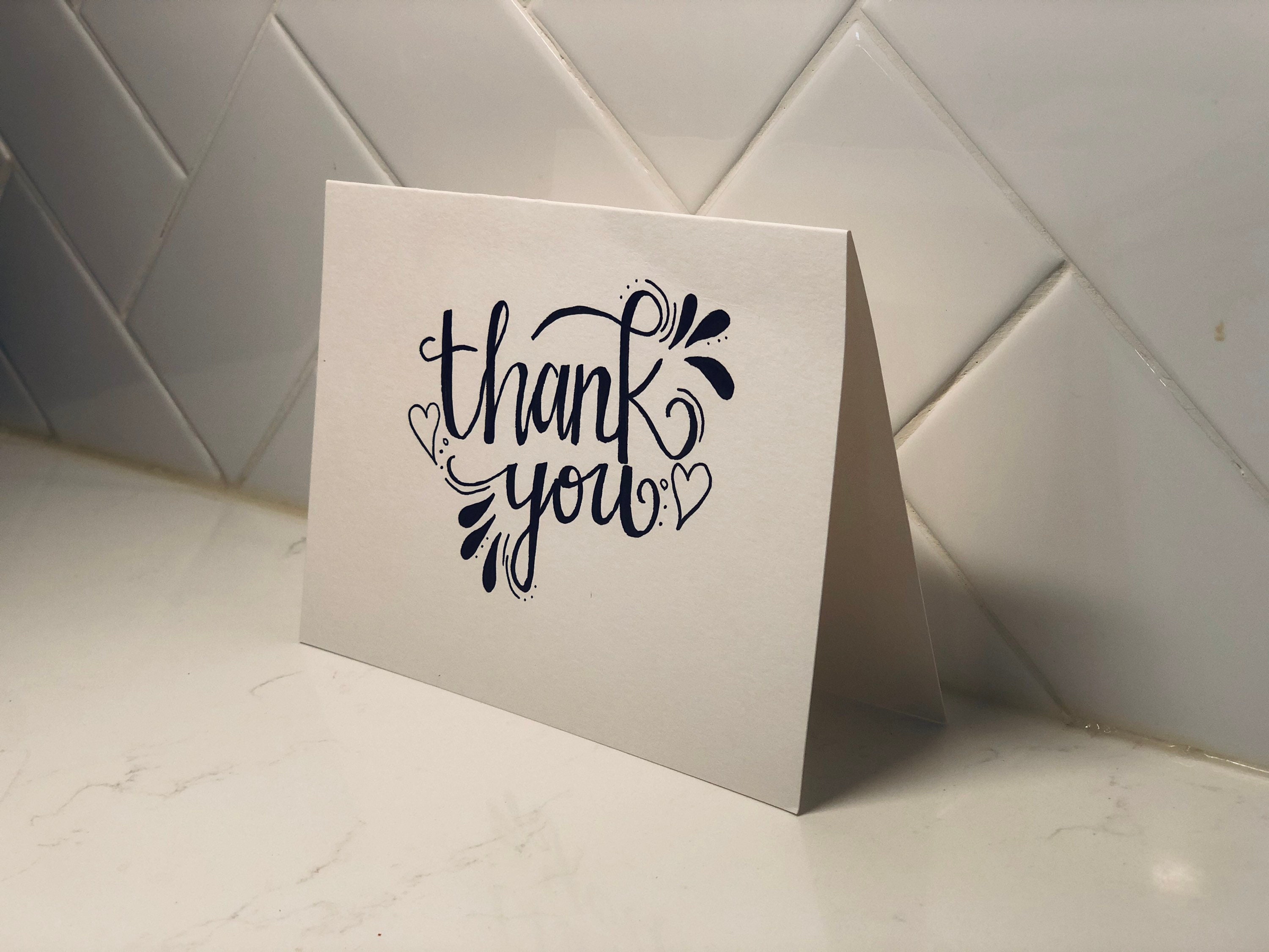 Handmade calligraphy thank you card | Etsy