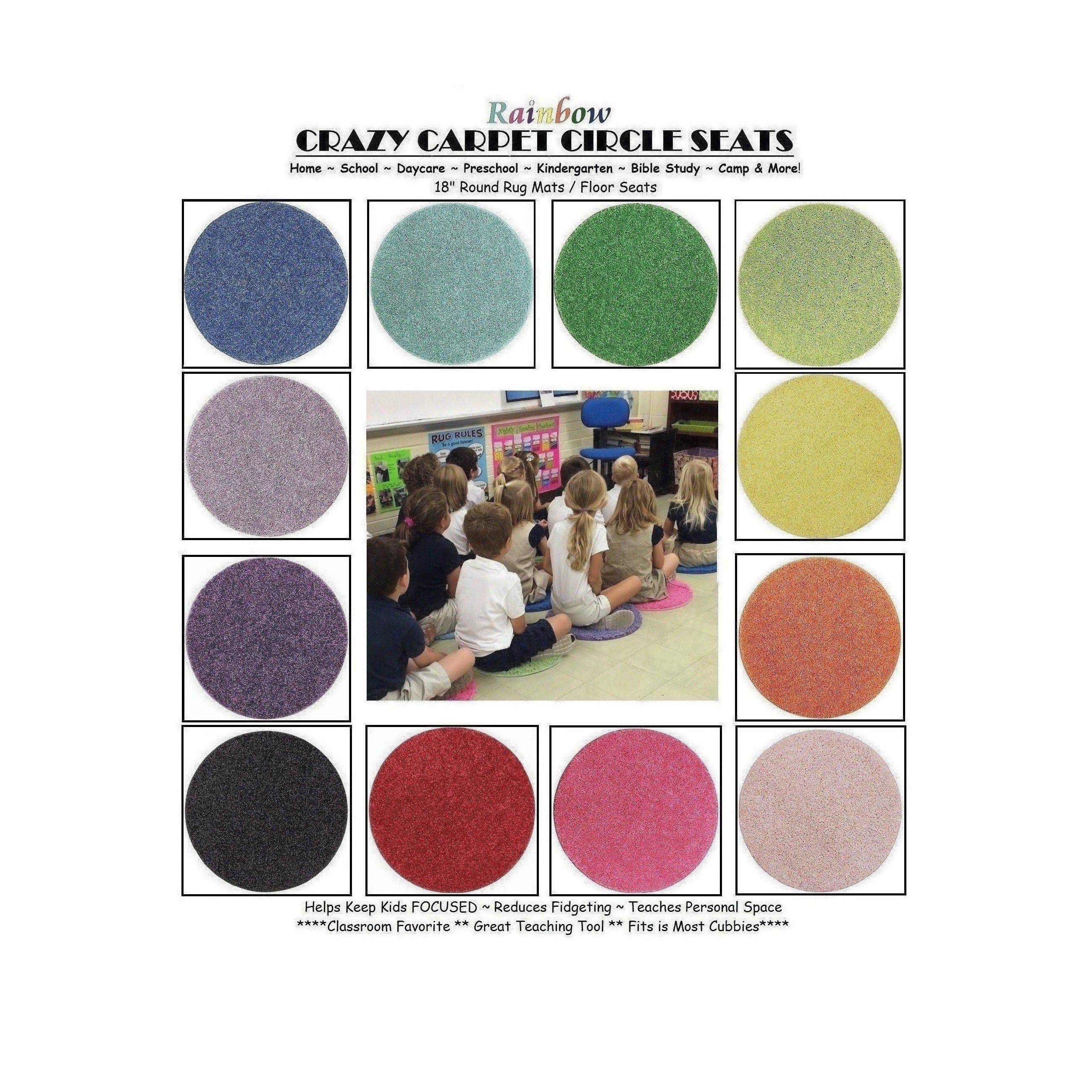 Children's Crazy Carpet Circle Seats - Rainbow Multi Set | 18" Round ...