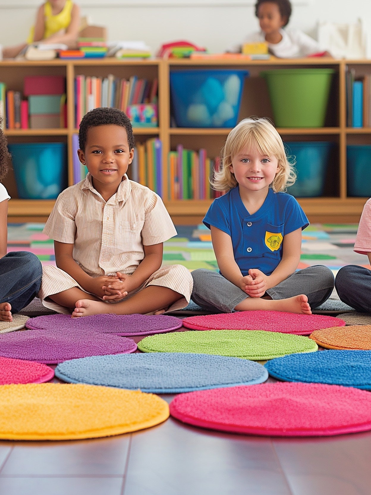Children's Crazy Carpet Circle Seats - Rainbow Multi Set | 18" Round ...