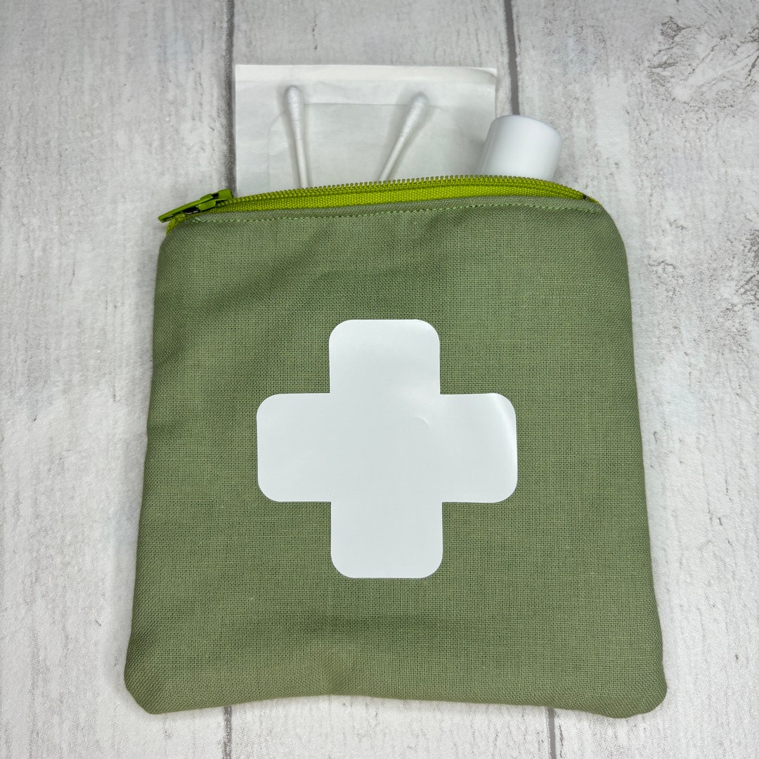 Mini First Aid Sage Green Cross Zip Pouch Ouch Pouch Medication Case ...