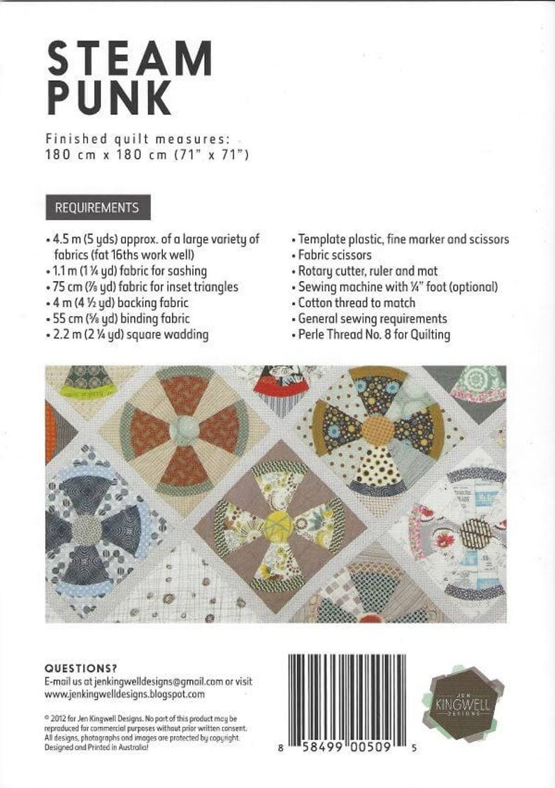 Jen Kingwell Designs Steam Punk Quilt Pattern Only or Template | Etsy