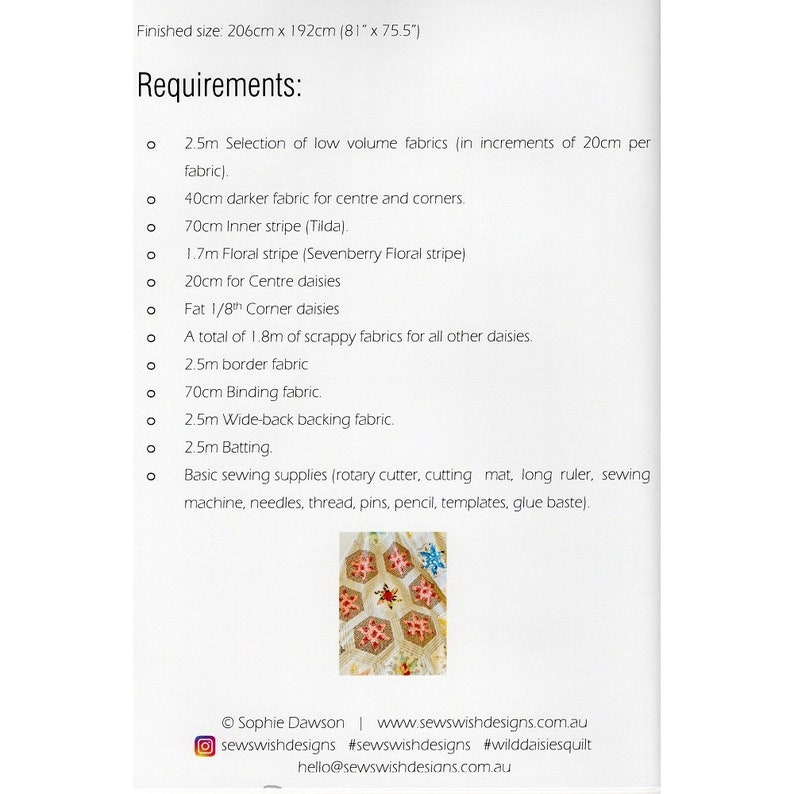 Wild Daisies Quilt Pattern and Template by Sophie Dawson of Sew Swish ...