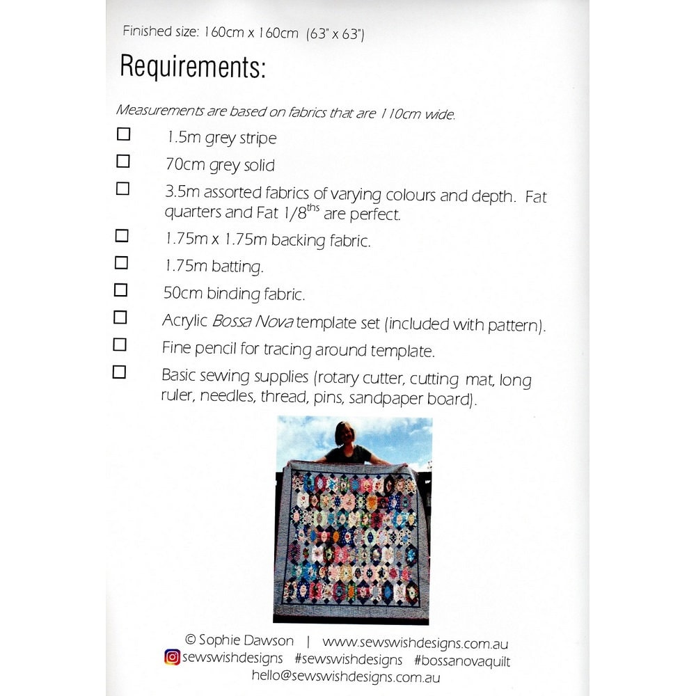 Bossa Nova Quilt Pattern and Template by Sophie Dawson of Sew Swish ...