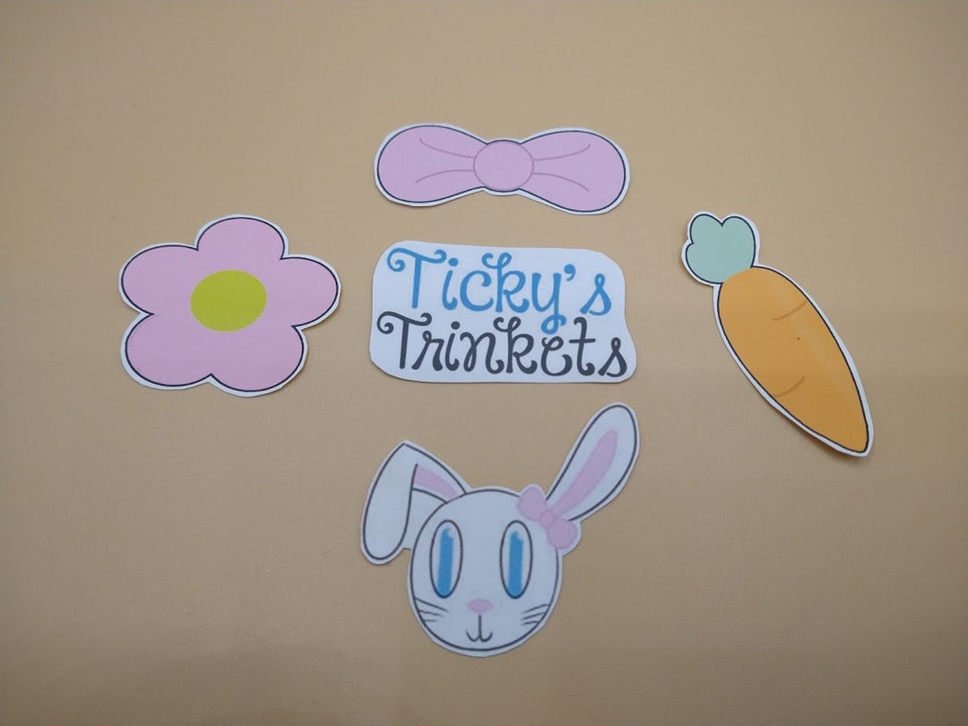 Ticky's Trinkets Pastel Sticker Flake Set bunny, Bow, Flower, Carrot ...
