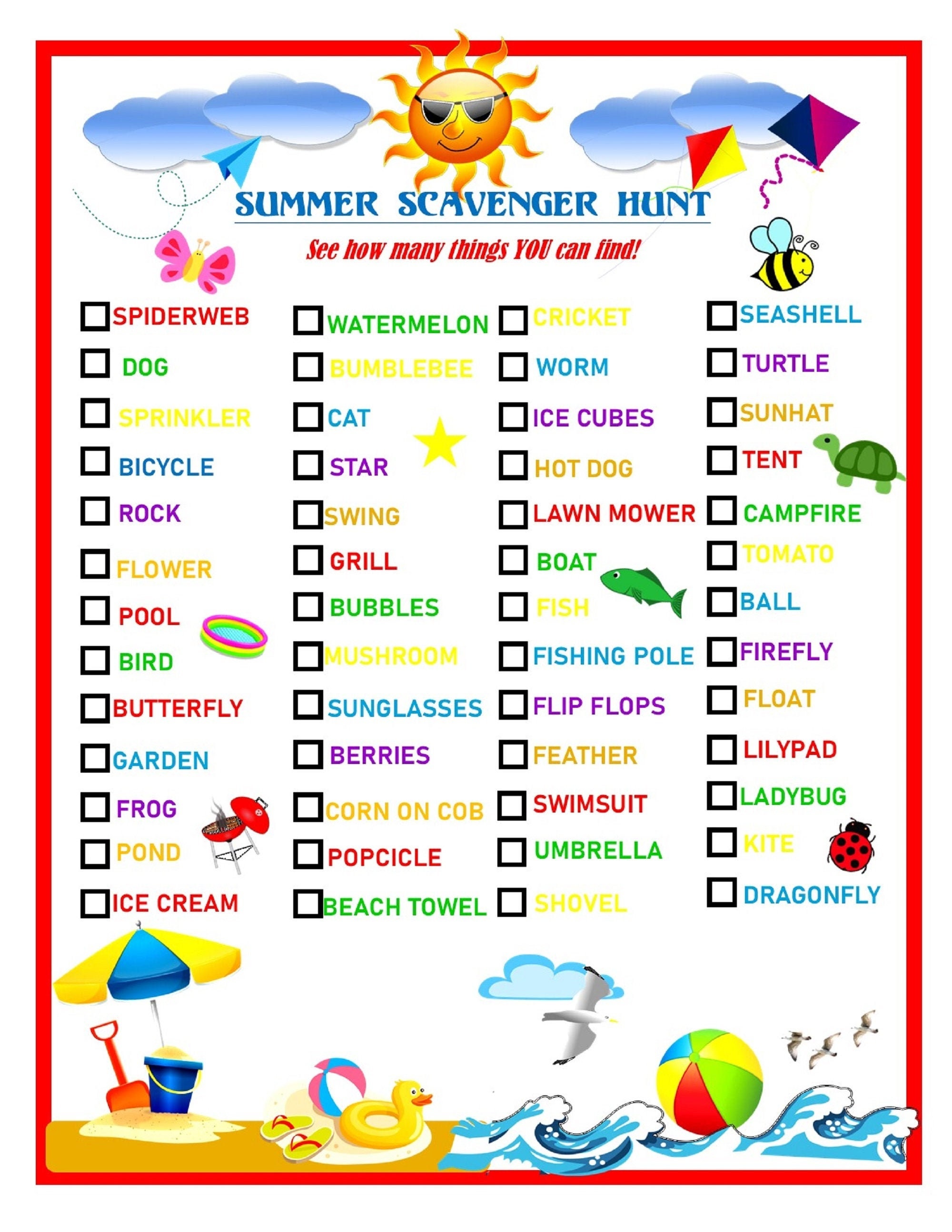 Camping Scavenger Hunt Printable, Summer Scavenger Nature Hunt Card ...