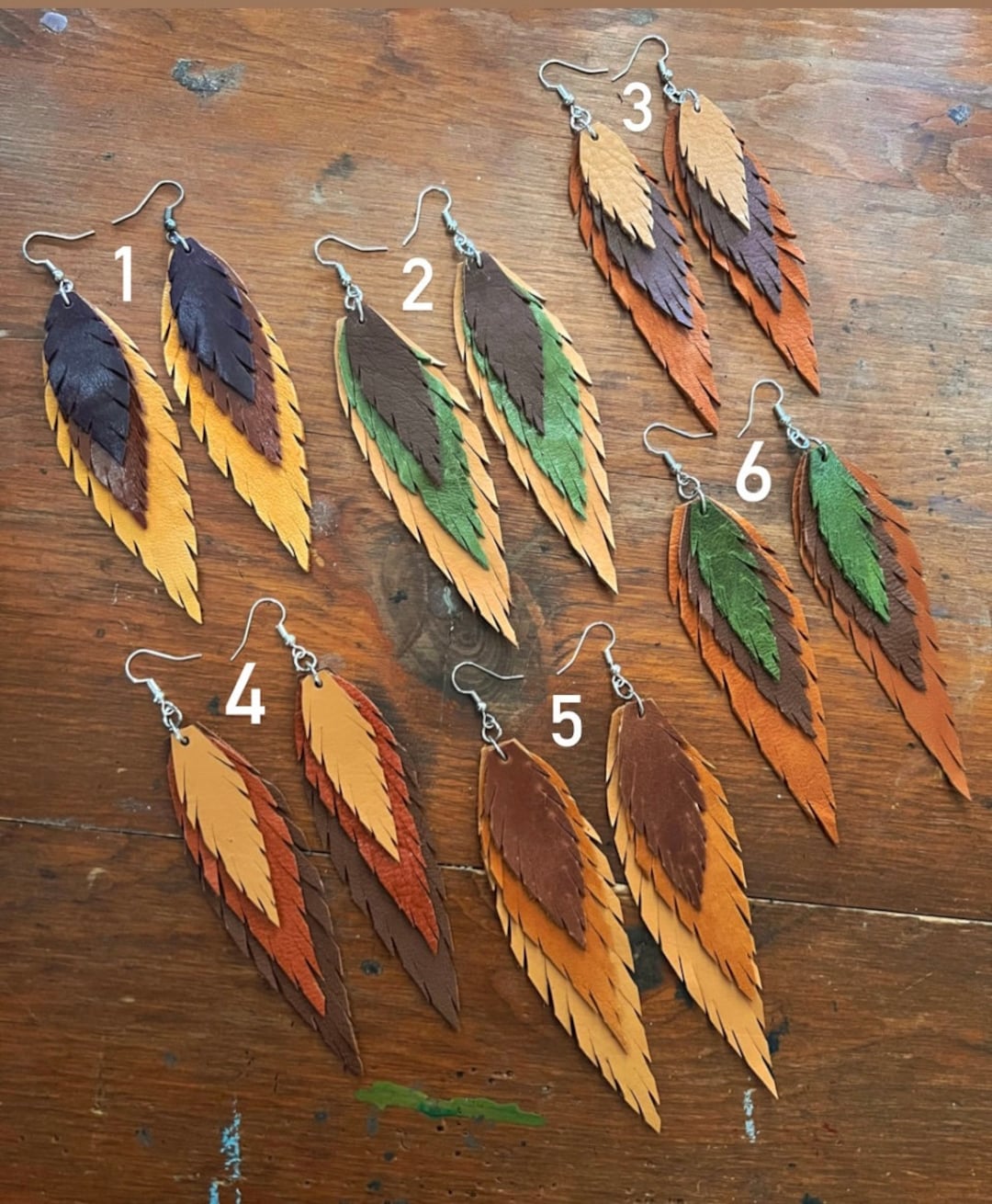 Leather Feather Dangles - Etsy