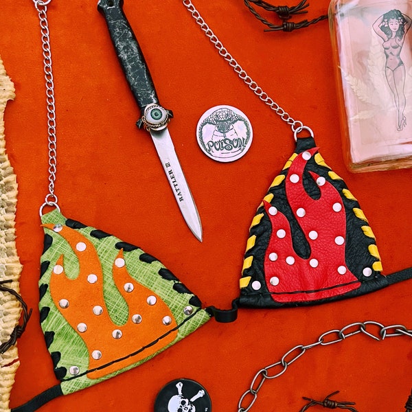 Leather Flame Bikini - Etsy Canada