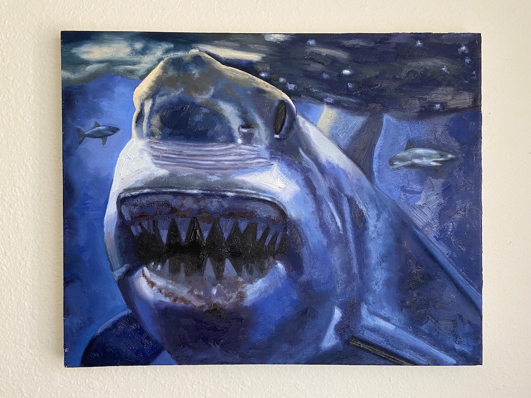 Shark Art Shark Wall Art Jaws Shark Painting Ocean Life Print Fish ...