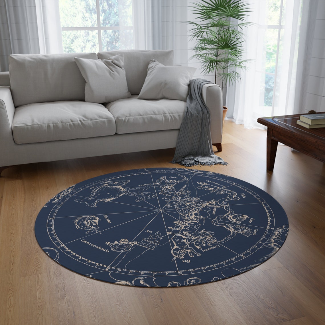 Astrology Chart Round Rug Vintage Astrological Star Map Floor Rug ...