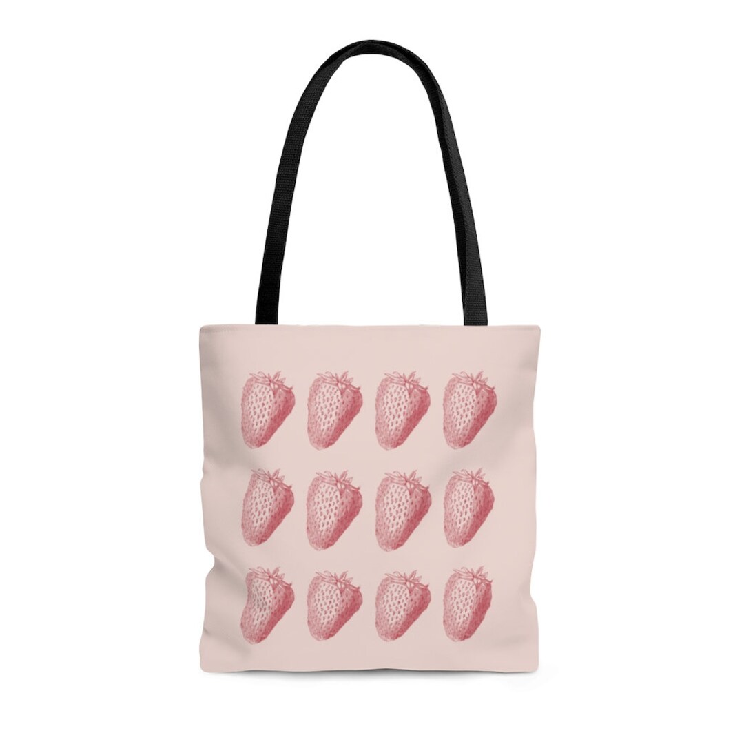 Strawberry Tote Bag Cute Cottagecore Pink Tote Bag Vintage