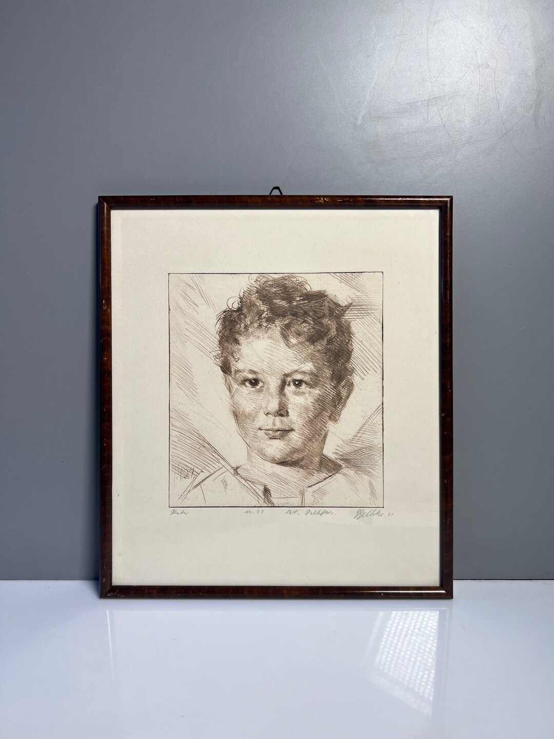 Picture Etching in Wooden Frame Signed Georg Hermann Gelbke 1882 1947 ...
