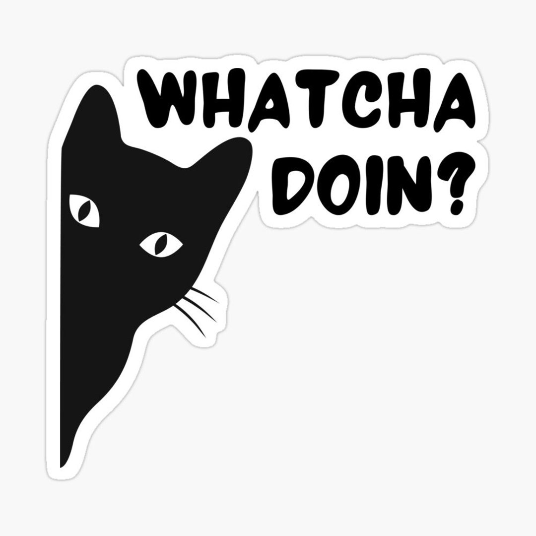 Whatcha Doin? Peeking Cat Sticker. Cat Owner. Vinyl Glossy Laptop Label ...