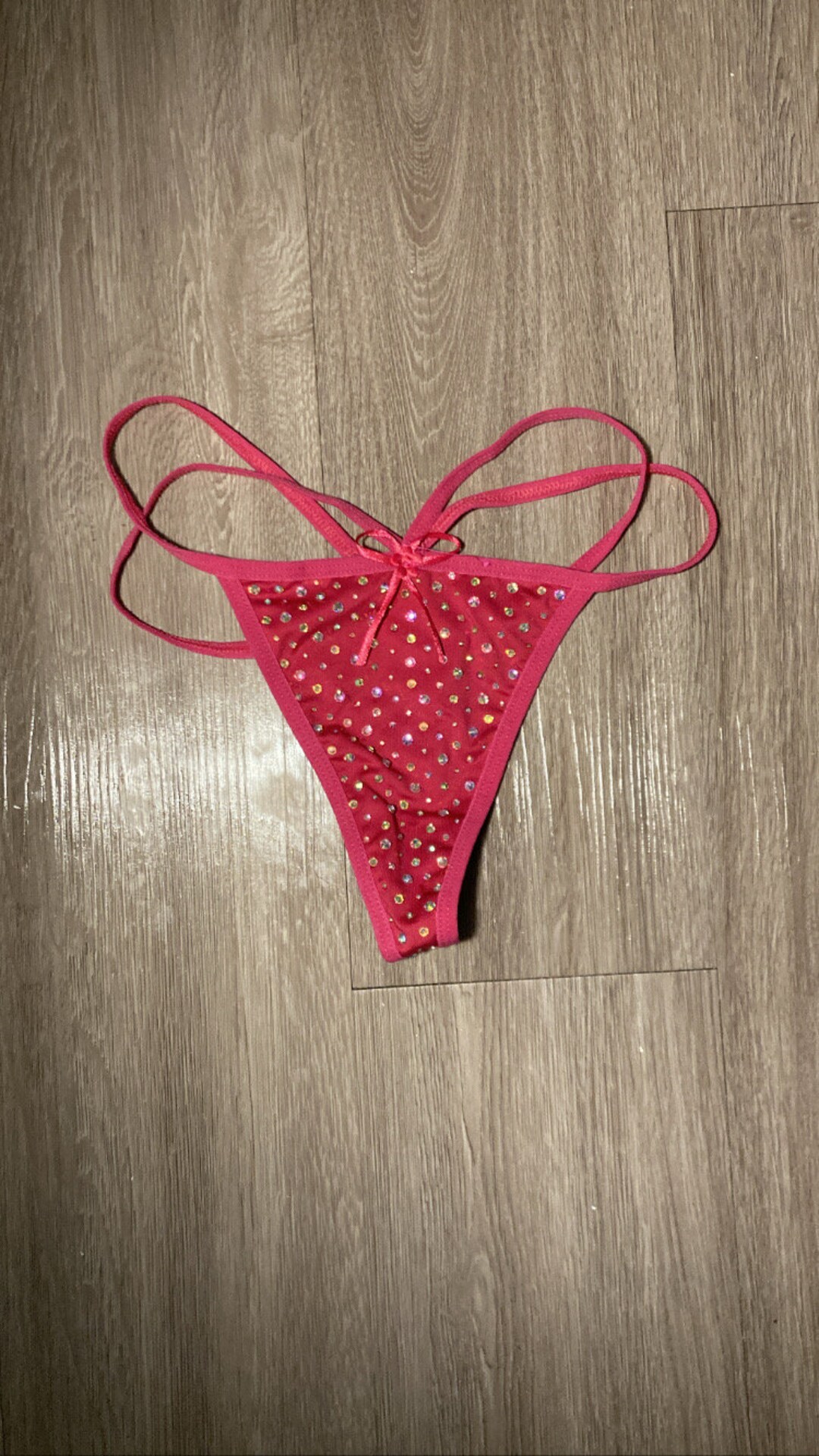 Sexy Pink Cut Out Cage Bow Crystal AB Rhinestones Panties Bottoms ...
