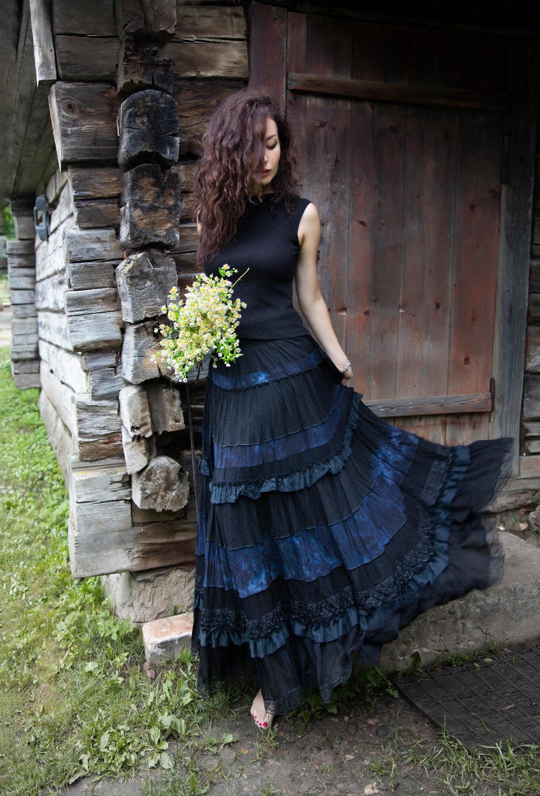 The Magic of the Color Black.long Black Romantic Skirt With - Etsy