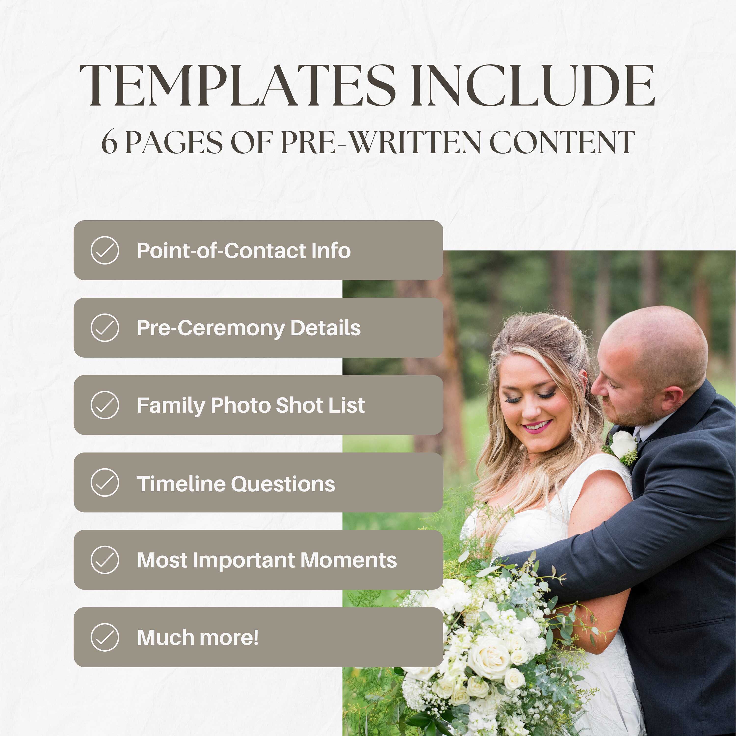 Photo Shot List Questionnaire for the Bride and Groom, Canva Editable ...