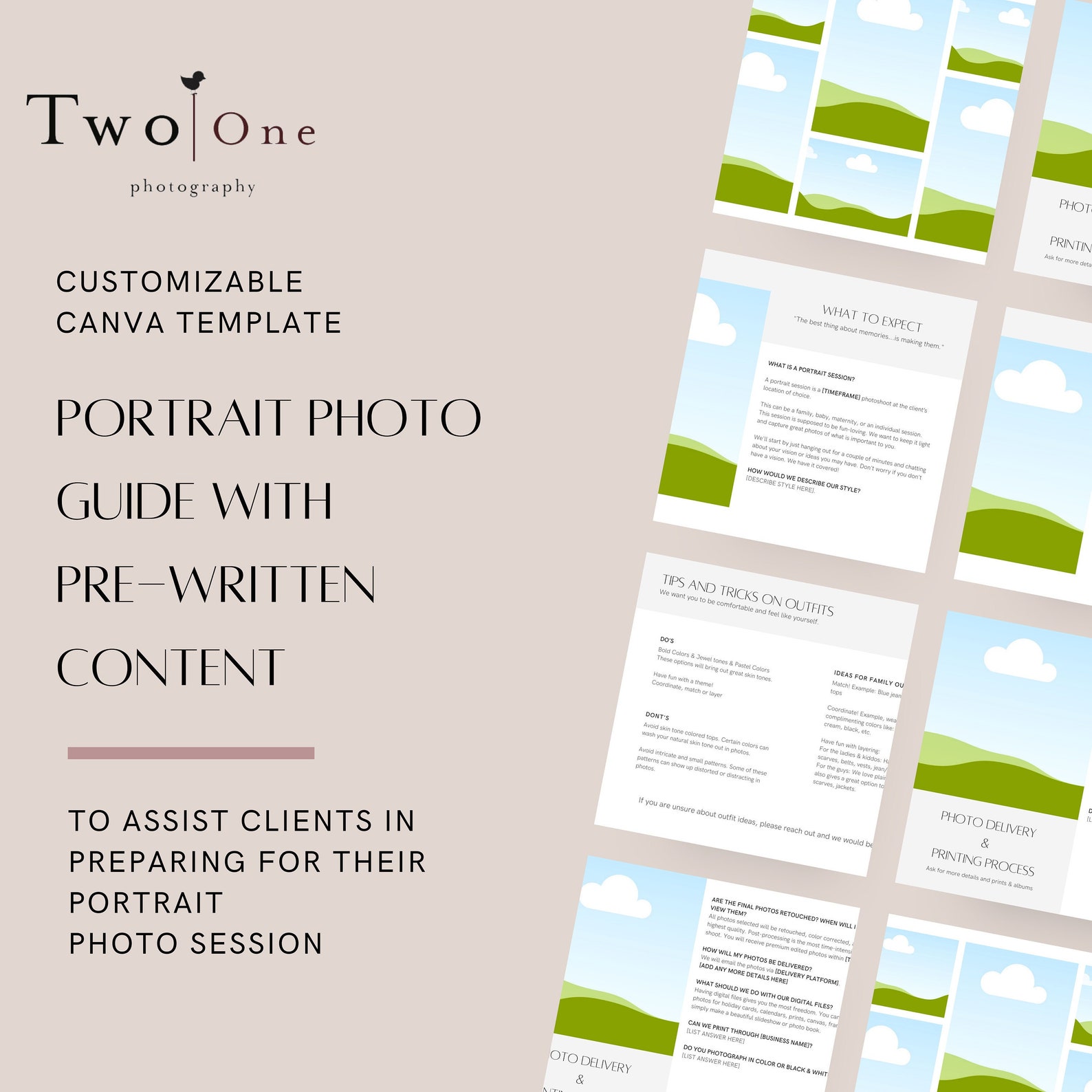 Canva Portrait Session Guide for Photographers, Family Session Guide ...