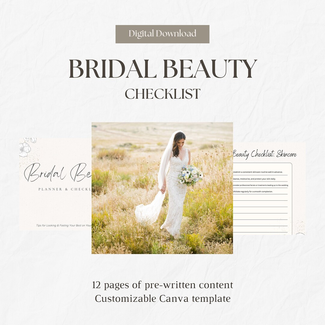 Bridal Beauty Checklist Template | Canva Instant Download | Hair and ...