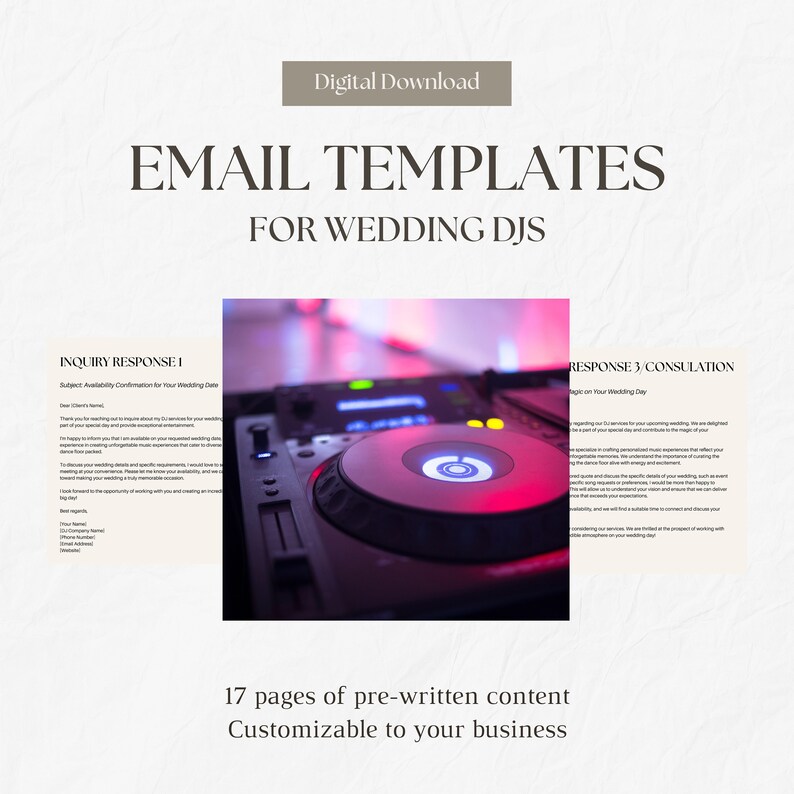 Wedding DJ Email Templates, Editable Marketing (digital Download ...