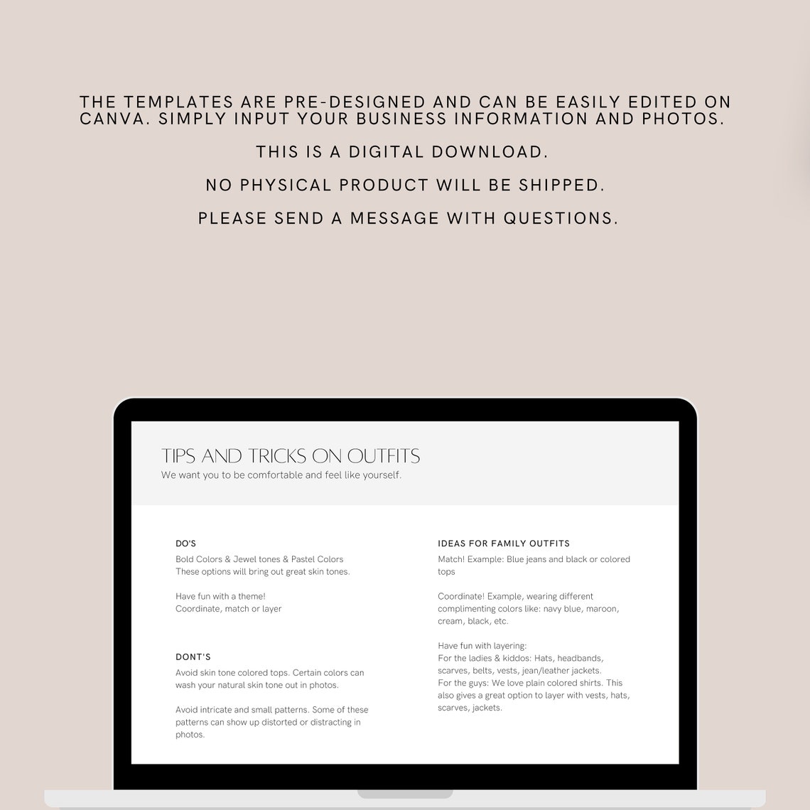 Canva Portrait Session Guide for Photographers, Family Session Guide ...