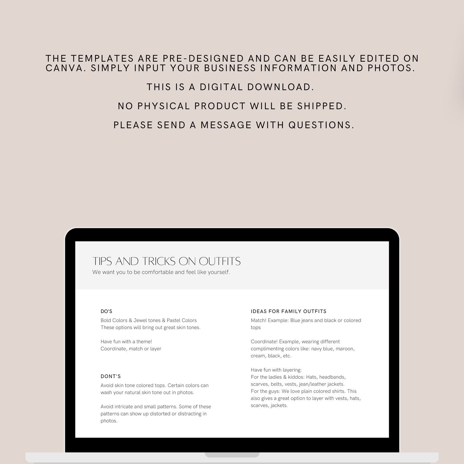 Canva Portrait Session Guide for Photographers, Family Session Guide ...